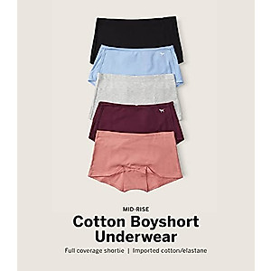Victoria's Secret PINK Women's Cotton Boyshort Underwear, Panties for Women, Neutral, (S)