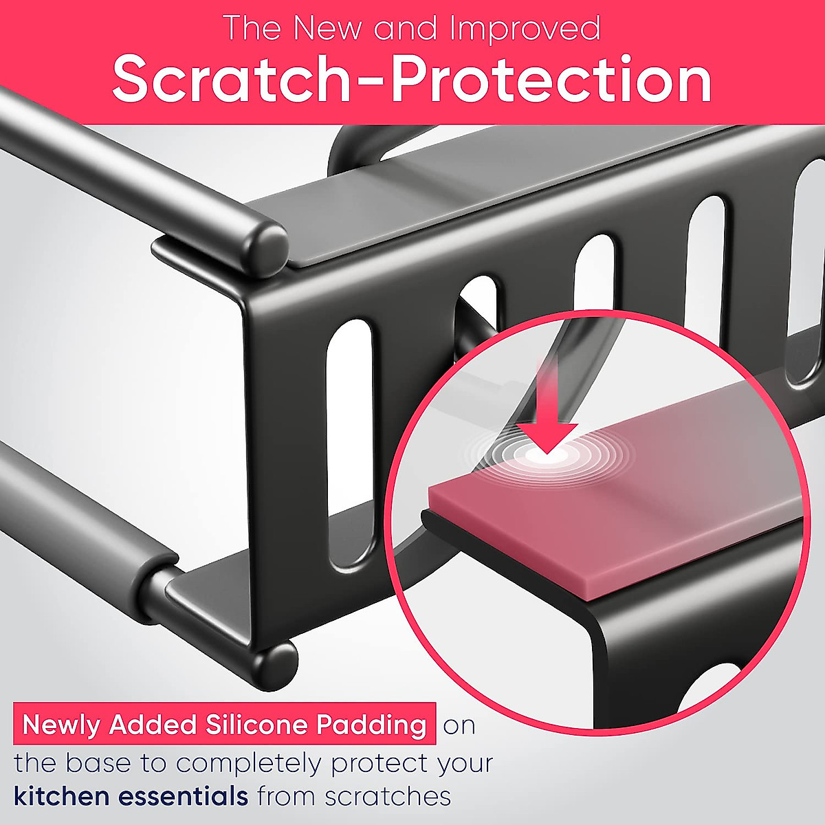 Anti-Scratch Adjustable Compartments by BTH Expandable Pot and Pan Organizer Rack for Cabinet – Heavy Duty Pot Lid Organizer for Kitchen Cabinet Under Sink Drawer Pantry (LARGE 7.5"W (DARK GREY))