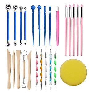 Langqun 25pcs Clay Tools,Air Dry Clay Tools,Pottery Tools Kit,Polymer Clay Dotting Tools,Ceramic Supplies for Kids and Adults,Sculpting,Modeling,Shaping