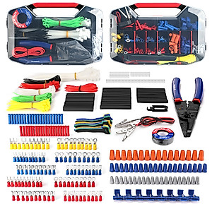WORKPRO 582-piece Crimp Terminals, Wire Connectors, Heat Shrink Tube, Electrical Repair Kit with Wire Cutter Stripper