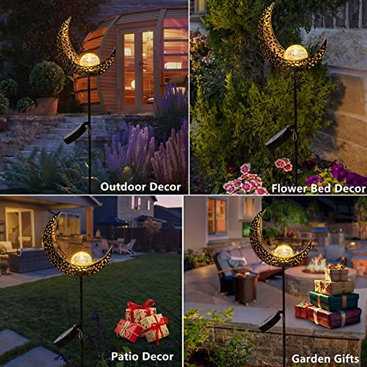 TAKE ME Moon Solar Lights Garden Outdoor Decor Waterproof Decorative Solar Stakes Lights for Patio Yard, Walkway,Lawn, Mother's Day Gifts