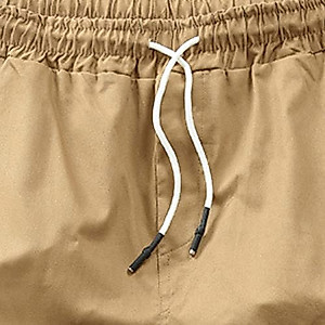 Men's Casual Multi Pocket Short Pants Elastic Waist Relaxed Fit Cargo Shorts Loose Fit Lightweight Outdoor Shorts (Khaki,XX-Large)