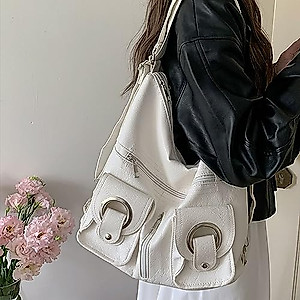 Faux Leather Tote Bag for Women - Large Capacity Shoulder Hobo Handbag Work Purse