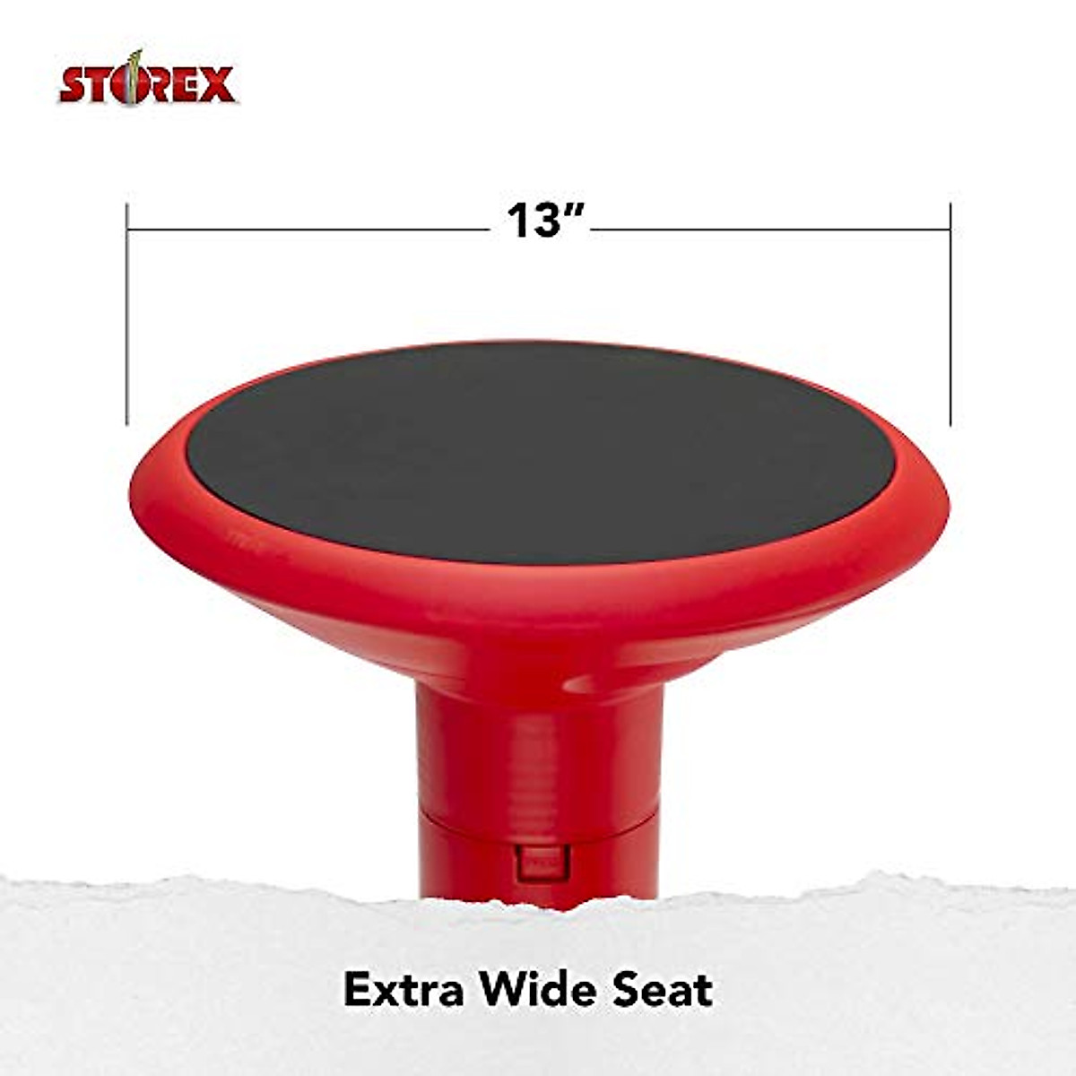 Storex Active Tilt Stool – Ergonomic Seating for Flexible Office Space and Standing Desks, Adjustable 12-24 Inch Height, Red (00324U01C)