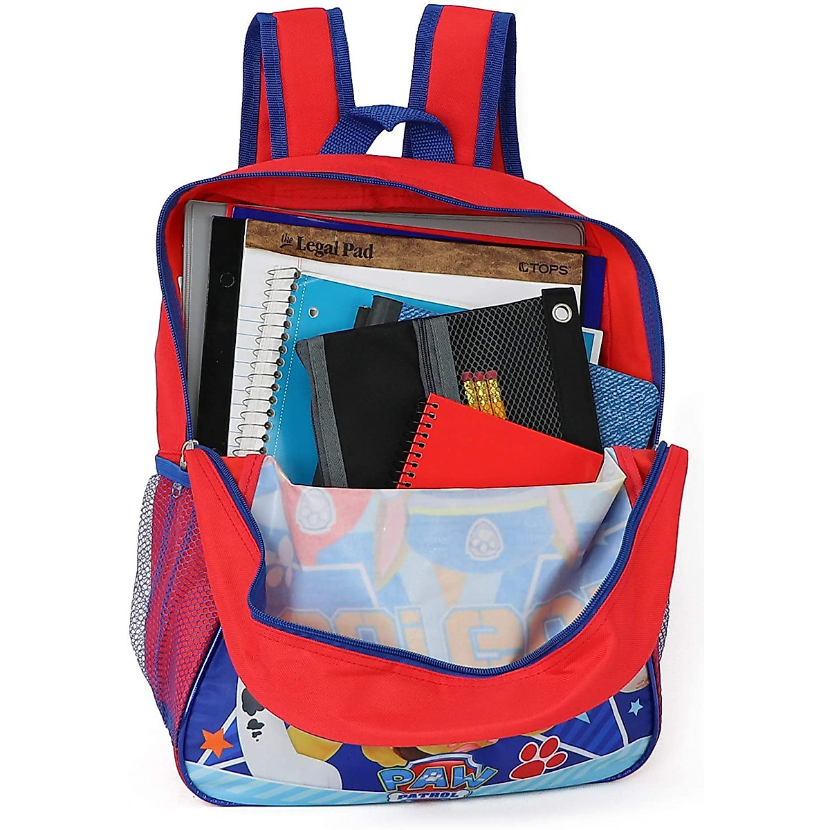 Ruz Paw Patrol Boys 16 Inch Backpack With Removable Matching Lunch Box Set (Red-Blue)