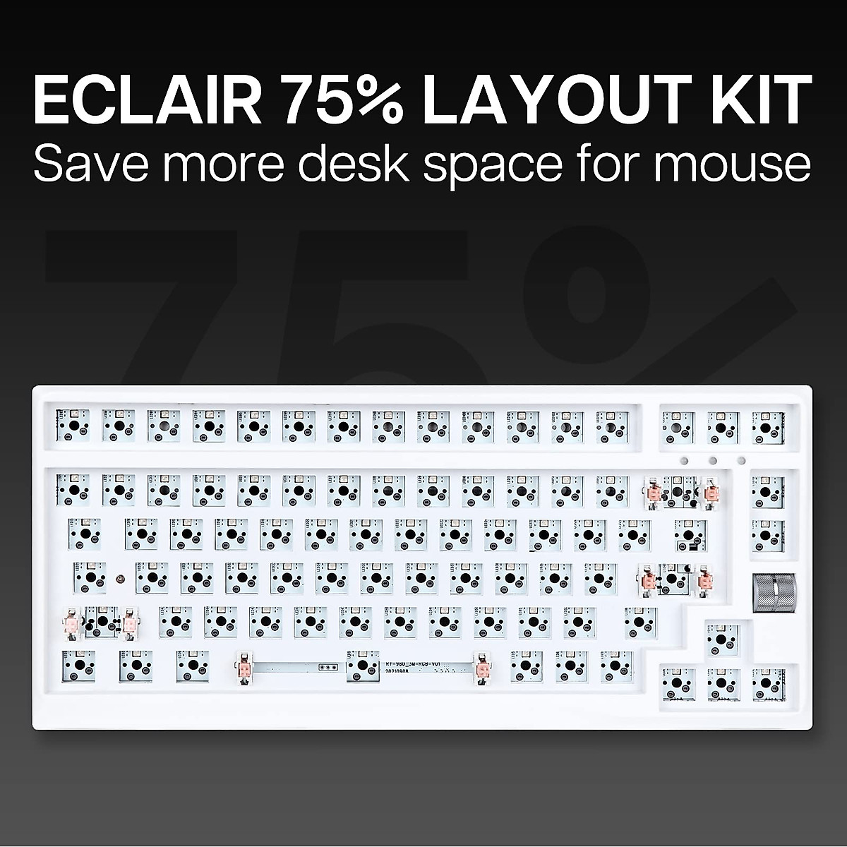 EPOMAKER Eclair 75% Hot Swappable Programmable RGB Bluetooth 5.0/2.4GHz/Wired Gaming Keyboard Kit NKRO with Sound Absorption Foam, Multimedia Wheel Control, 3000mAh Battery for Mac/Win (Eclair White)