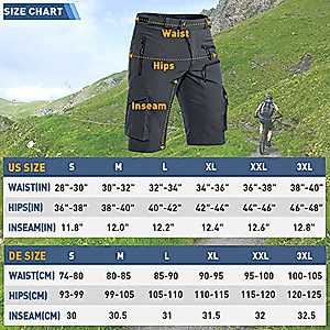 Hiauspor Men's Mountain Bike Shorts Stretch MTB Shorts Quick Dry with Zipper Pocket (Dark Grey, Large)