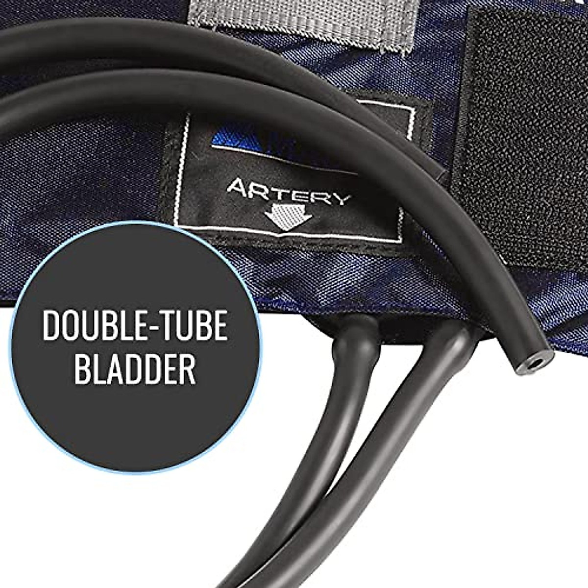 MABIS Sphygmomanometer Blood Pressure Replacement Cuff and Two-Tube Bladder, Adult Size, Blue