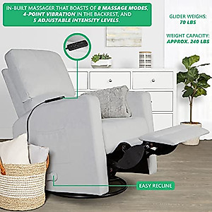 Evolur Habana Massager, Swivel, Easy Assembly Glider Chair, Misty Grey
