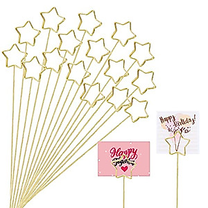 KIMOBER 30PCS Metal Floral Place Card Holder,13.4 Inch Golden Star Flower Picks Photo Memo Clips Gift Card Holder for Flower Arrangements,Wedding and Birthday Party