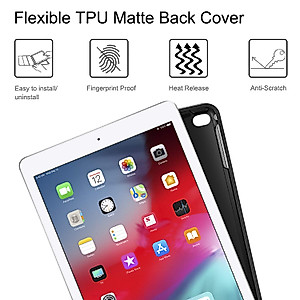 FINTIE Keyboard Case for iPad 6th / 5th Generation (2018/2017), iPad Air 2 / Air 1 (9.7 Inch) - [Built-in Pencil Holder] Soft TPU Back Cover w/Magnetically Detachable Keyboard, Black