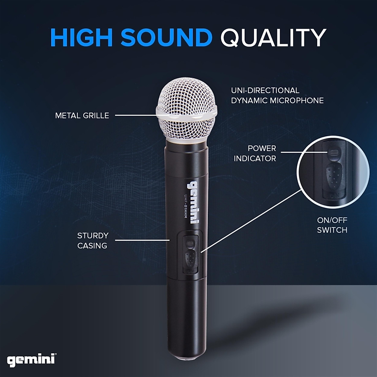 Gemini UHF Wireless Microphone Bundle – Professional Handheld & Lapel Mics, Dual-Channel Receiver, Long Range for Live Performance & Presentations (Hand Held Frequencies 3 + 4)