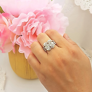 Dazzlingrock Collection Round White Diamond Marquise Butterfly Cluster Split Shank Cocktail Ring for Women (1.00 ctw) in 18K Yellow Gold, Size 8