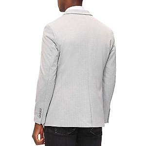 Men's Casual Stretch Knit Sport Coat 2 Button Herringbone Blazer Suit Jacket Light Grey M