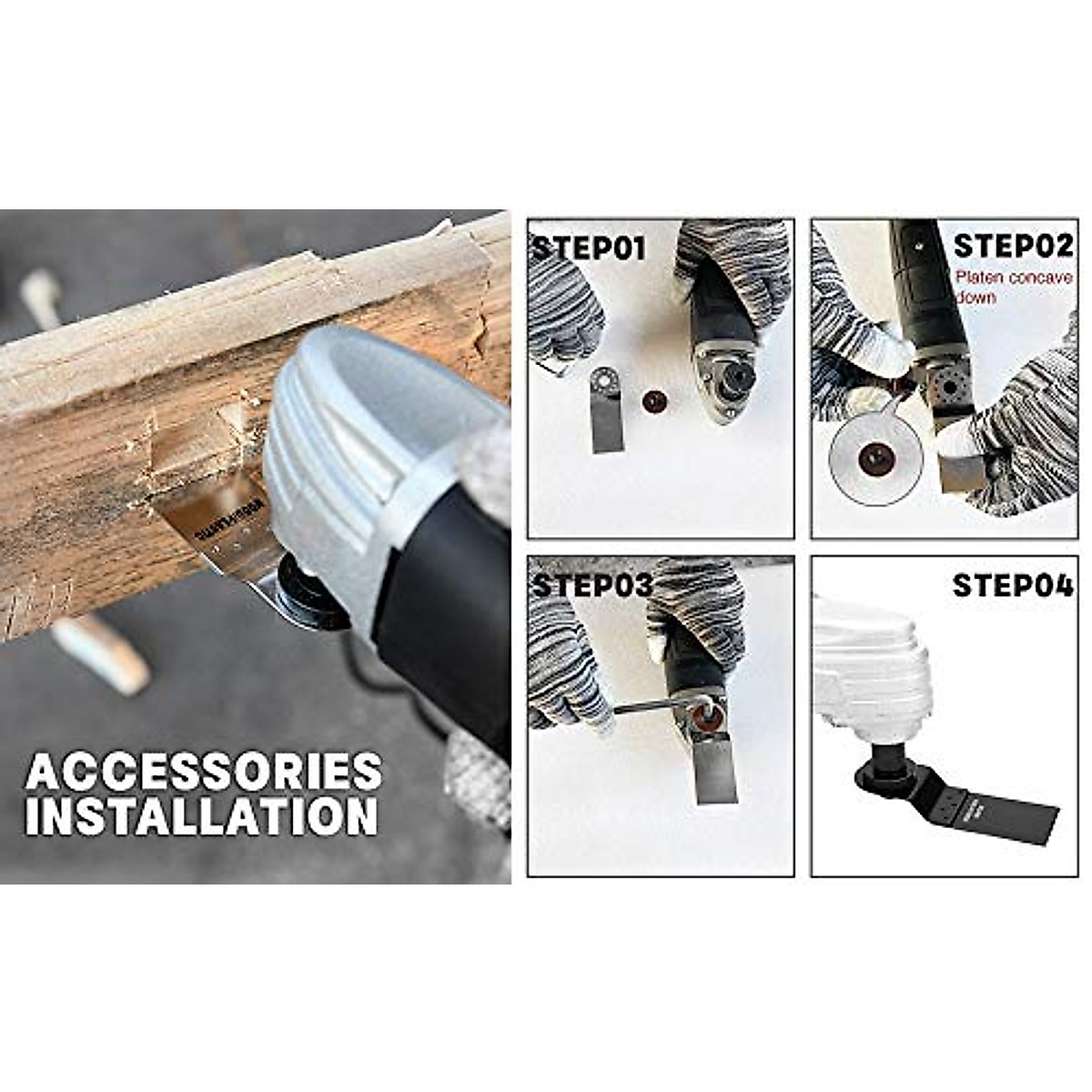 APLMAN Multi Purpose Oscillating Tool, 1.6-Amp Oscillating Multi Tool with 3.2°Oscillation Angle, Single Speed and 8 Pcs Accessories，Carrying Box