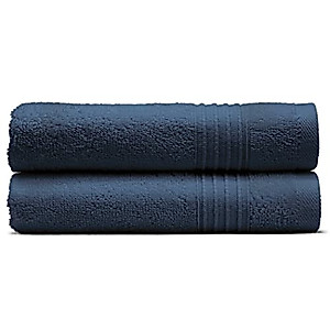Cosy House Collection 2-Pack Essential Cotton Hand Towel Set - Ultra Soft, Absorbent & Quick Drying - Luxury 100% Cotton Plush Towel - for Bathroom, Shower & Kitchen (Hand Towel, Navy)