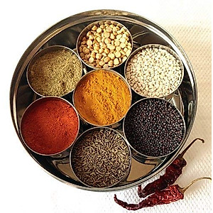 DBY Spice Box Stainless Steel Masala Box Spice Box Dabba Spice Container - 7 Containers Stainless Steel Spice Container Indian Spice Box Double Lid masala box Kitchen Spice Box Spice Box for Chefs