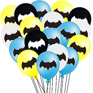 50PCS Bat Latex Balloons - Superhero Batman Birthday Hero Baby Shower Party Decorations Supplies Favors Bat Decor Balloon