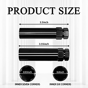 qboonpt Spline Lug Nut Socket, 6 Spline & 7 Spline Lug Nut Key Set, 6 Point Wheel Lock Quick Removal Tool Replacement Kit for Easy Installation and Removal of Lug Nuts on Aftermarket Wheels (Black)