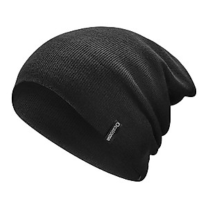 Ocatoma Beanie for Men Women Acrylic Knit Cuffed Slouchy Men's Daily Warm Hat Unisex Gifts for Men Women Boyfriend Him Her Black