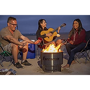 Farenheit Small 13.5 Inch Stainless Steel Fire Pit for Outside Patio Outdoor Backyard Garden Bonfire Stove Use, Wood Pellet Burning Lightweight Portable Smokeless Firepit Useful for Picnics Camping