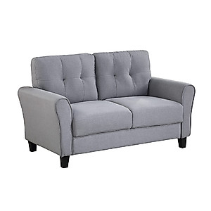 TARTOP Sofa 57.5" Modern Living Room Loveseat Linen Upholstered Couch Furniture for Home or Office,2-Seat,Light Grey-Blue