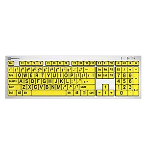 Logickeyboard 'Slimline' with Large Print • Black Letters on Yellow Keys • Made for Windows PC • Including LogicLight Lamp • p/n LKBU-LPRNTBY-AJPU-US