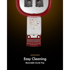 2 Slice Toaster with Extra Wide Slots & Removable Crumb Tray - 6 Browning Options, Auto Shut Off & Frozen Function, Toast Fruit Bread, Bagel & Waffle, Red