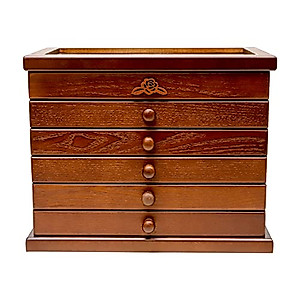 Wood Jewelry Box for Women - Real Wooden Jewelry Holder Organizer Box with Rose Leaf Patterns, Mothers Day Gifts, Jewelry Boxes for Storage Earrings Rings Necklace Bracelet, Ideal Gift for Women's Day