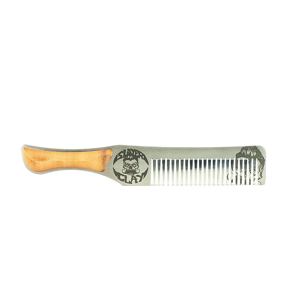 Death Grip Steel Metal Handcrafted Wood Handle Hair Comb | Perfect for Styling Pompadour | Men's Beard & Handlebar Mustache - Small Comb Not A Brush