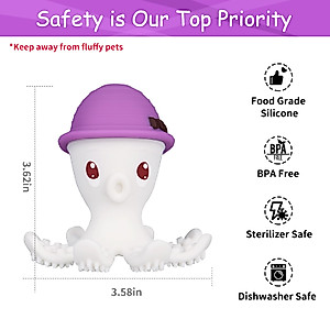 Baby Teething Toys for Babies 6-12 Months, Mombella Octopus Baby Teether 12-18 Months, Soft Silicone Infant Teething Toys 6-9 Month Old, Kids Chew Toy to Soothe Sore Gums, BPA FREE Baby Gift, Purple