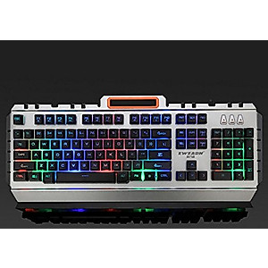 LED Wired Gaming Keyboard, Mechanical Feeling USB Keyboard with Backlight Rainbow RGB Multicolor Water-Resistant AdjustableIlluminated Computer Keyboard for PC Games Office