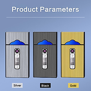 Cigarette Case Lighters, Cigarette Case with Electric Lighter, USB Rechargeable Lighter, Electric Arc Lighter Cigarettes Box Holder Birthday Gift for Women Men, Hold 20 Regular Size Cigarettes (Black)