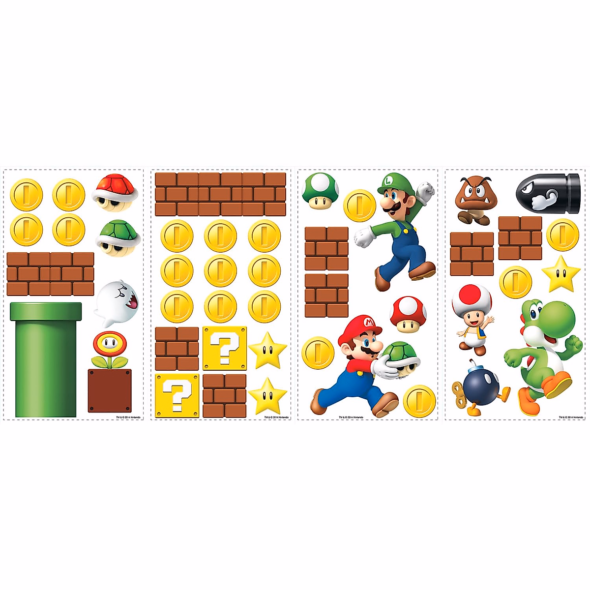 RoomMates RMK2351SCS Nintendo New Super Mario Bros Build a Scene Peel and Stick Wall Decals, Multicolored