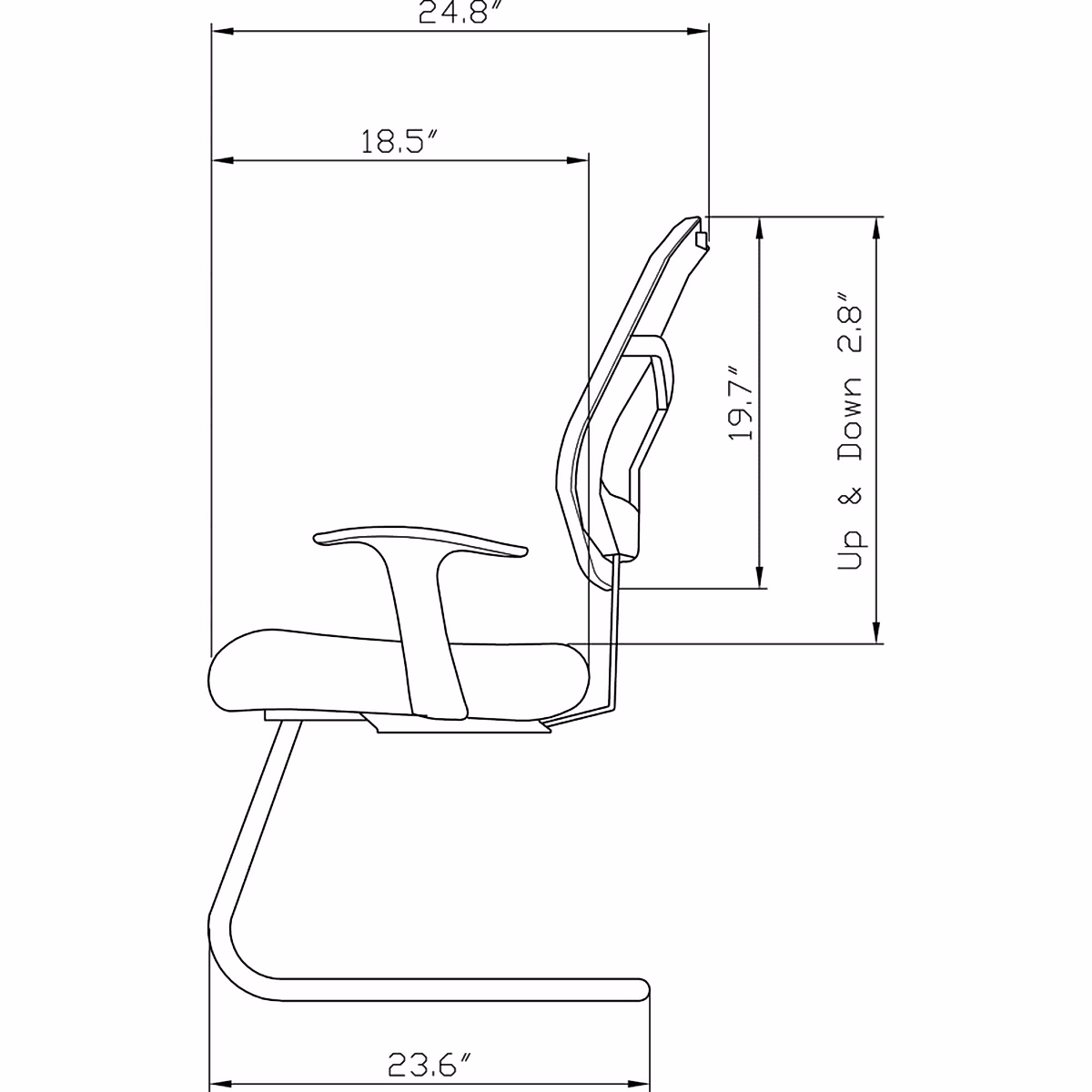 Lorell ErgoMesh Series Mesh Side Arm Guest Chair, Black