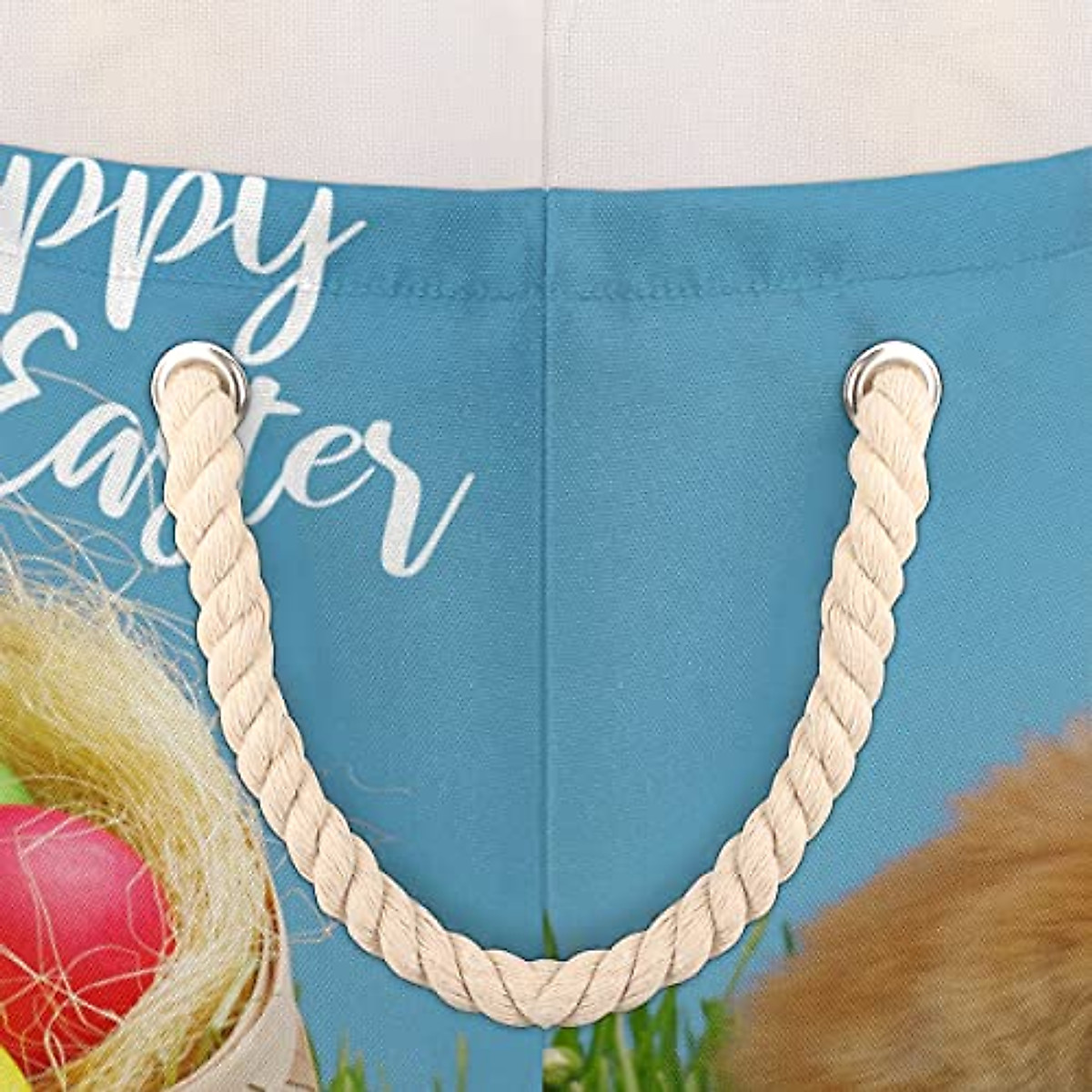 Happy Easter Funny Rabbits (9) Large Round Baskets for Storage Laundry Baskets with Handles Blanket Storage Basket for Bathroom Shelves Bins for Organizing Nursery Hamper Girl Boy