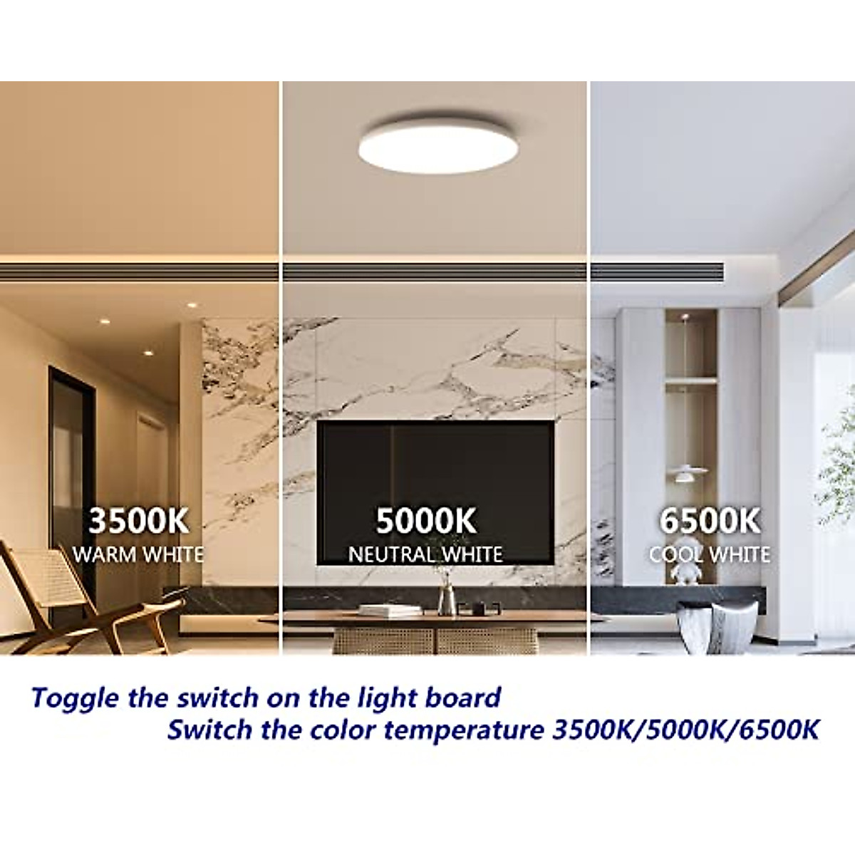 Siomen,Dimmable 7" 36W,120V,3CCT 3500K/5000K/6500K CRI85,LED Light Engine Retrofit Kit,Ceilining Fan Kit,LED Board for Ceilining Flush Light,Round LED Panel Circle Fluorescent Bulb