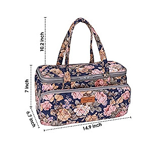 Yarn Bag-Large Size-Yarn Storage Organizer with Grommets-Portable Crochet Bag for Yarn Skeins-Crochet Hooks-Knitting Needles -Other Accessories (Peony)