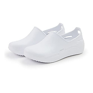 Anywear Streak Step-in Nurse Shoes for Women and Men, Oil- and Slip-Resistant EVA Kitchen Shoes, Work Shoes, 8, White