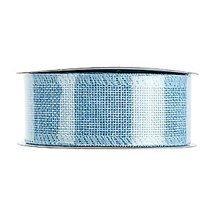 MEEDEE Light Blue Wired Ribbon 1.5 Inch Wired Edge Blue Burlap Roll Baby Blue Burlap Ribbon Blue Ribbon for Baby Shower, Wreath, Gift Wrapping, Garland, Bows Making, Swag, Home Decor (10 Yards)