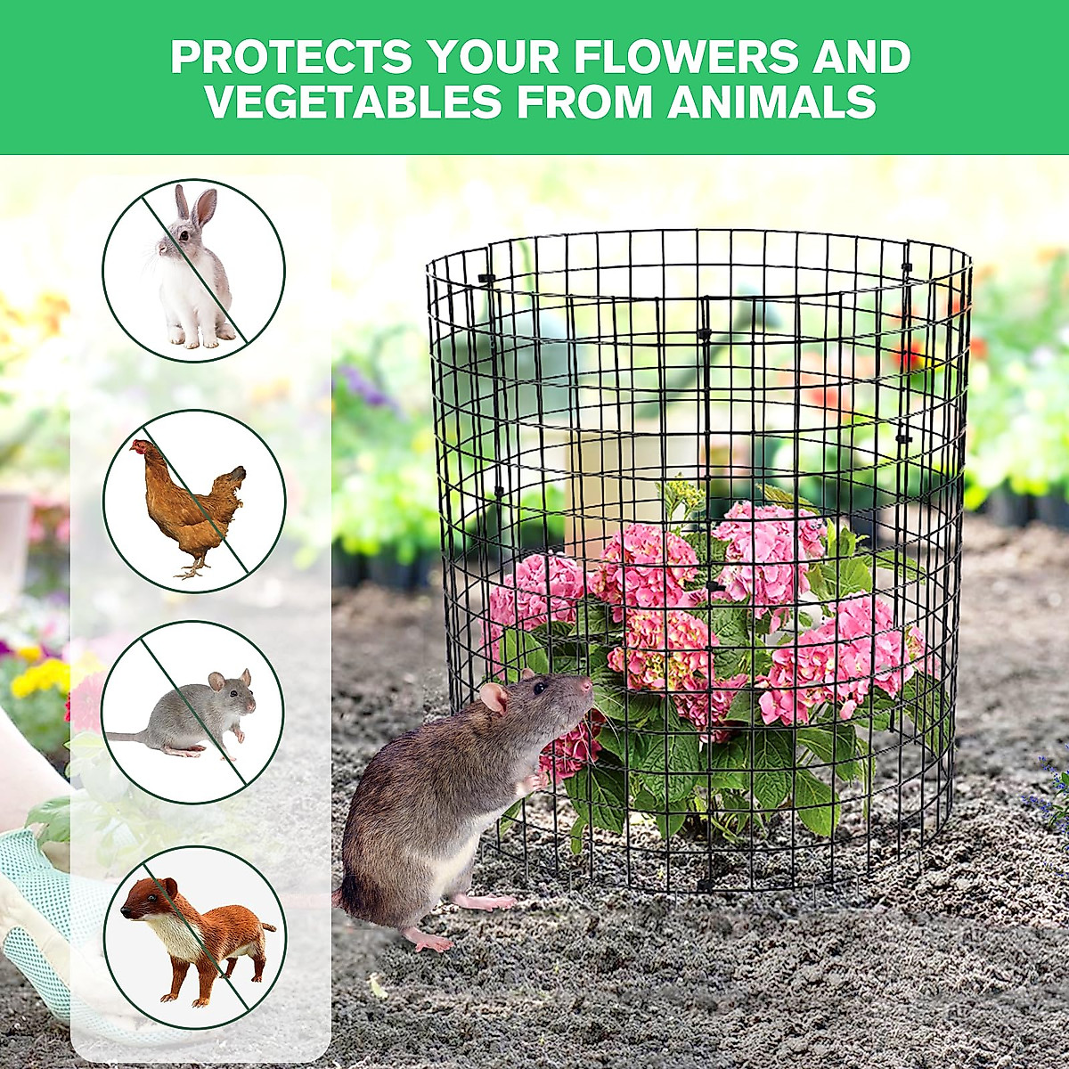 MWELLEWM 15Pcs Plant Protectors from Animals Metal Plant Cages for Outdoor Plants Plant Cage & Supports Keep Animal Out Garden Wire Mesh Protection from Rabbit Chicken Squirrel Tree Flower
