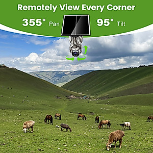 Vyze-Link 4G LTE Cellular Trail Camera, Outdoor Wireless Solar Game Cameras with Sim Card, Colorful Night Vision, Motion Activated, IP66, 360° Rotation, 2-Way Audio, No WiFi Needed, TF Card Included