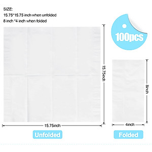 100 Pack Paper Napkins Guest Towels Disposable, Premium Quality 2-ply Dinner Napkins Disposable Soft, Absorbent, Party Napkins Wedding Napkins for Kitchen, Dinners or Events (white paper, Count, 100)