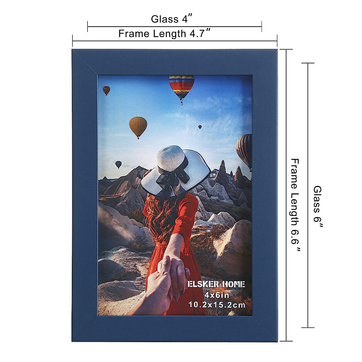 ELSKER&HOME 4x6 Picture Frame - Navy Blue Sturdy Wood Composite Photo Frame - Semi-tempered Glass - Includes Hanging Hardware and Desktop Easel (6 Pack)