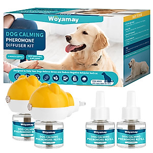 Woyamay Dog Calming Diffuser - Dog Pheromones Calming Diffuser for Dog Anxiety Relief 6-in-1 Dog Pheromone Diffuser Kit with 2 Diffuser + 4 Refill 48ml Vial - 120 Days Pheromone Diffuser to Calm Dogs