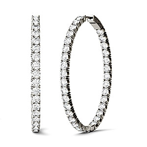 14K White Gold Forever One Moissanite Hoop Earrings 1.76cttw DEW by Charles & Colvard