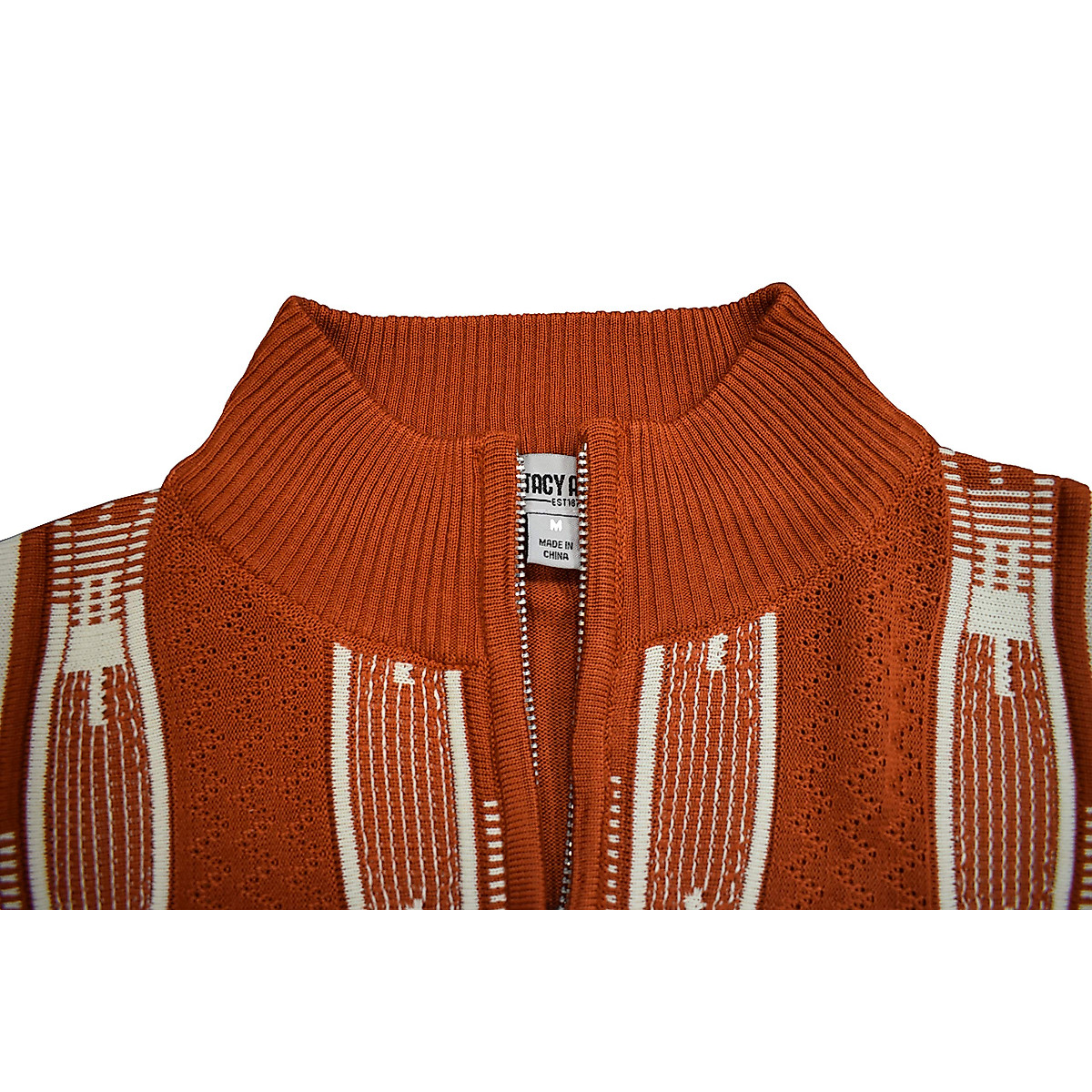 STACY ADAMS Men's Sweater, Vertical Neo Chain Front Design (4XL, PERSIMMON)
