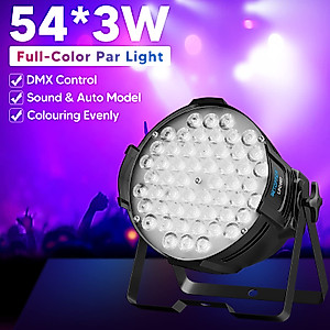 BETOPPER DJ Lights DMX Sound Activated, 54 x 3W LED Par Lights RGB Stage Lights DMX, DJ Par Lights for Church, Concert, Wedding, Party, Bar, Stage Lighting (4 Packs)