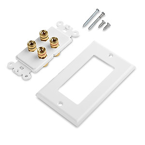 Cable Matters 2-Pack Speaker Wire Wall Plate (Speaker Wall Plate, Banana Plug Wall Plate) for 2 Speakers in White