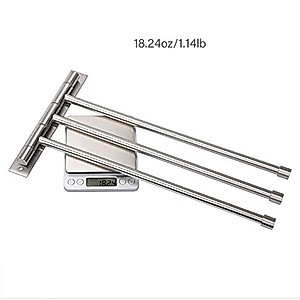 GLENNOR Swivel Towel Bar, SUS304 Stainless Steel Swing Out Towel Rack Brushed Finish Wall Mounted Space Saving Bar